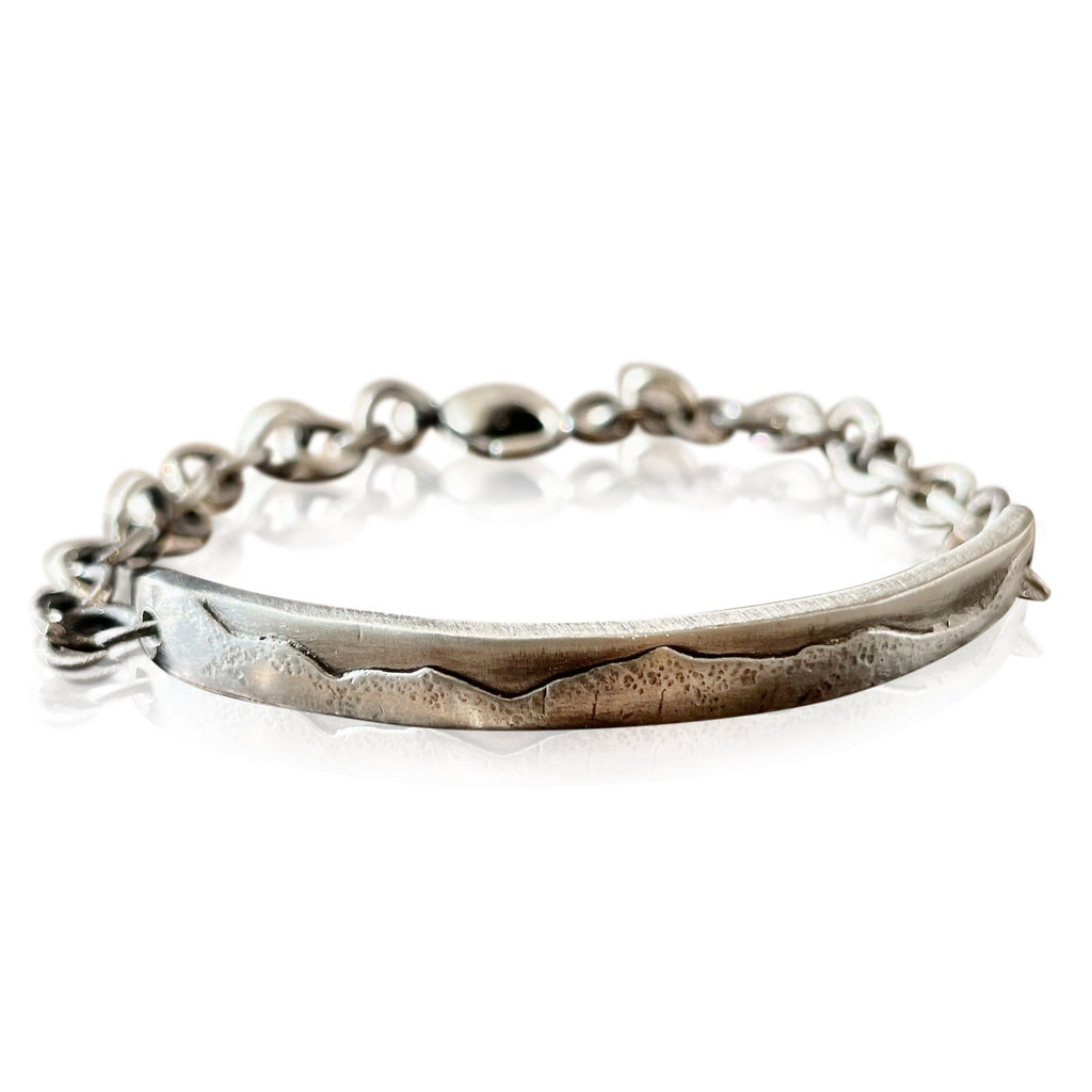 Sterling Silver ID Bracelet w Mountain Range – Alison Blair Studio